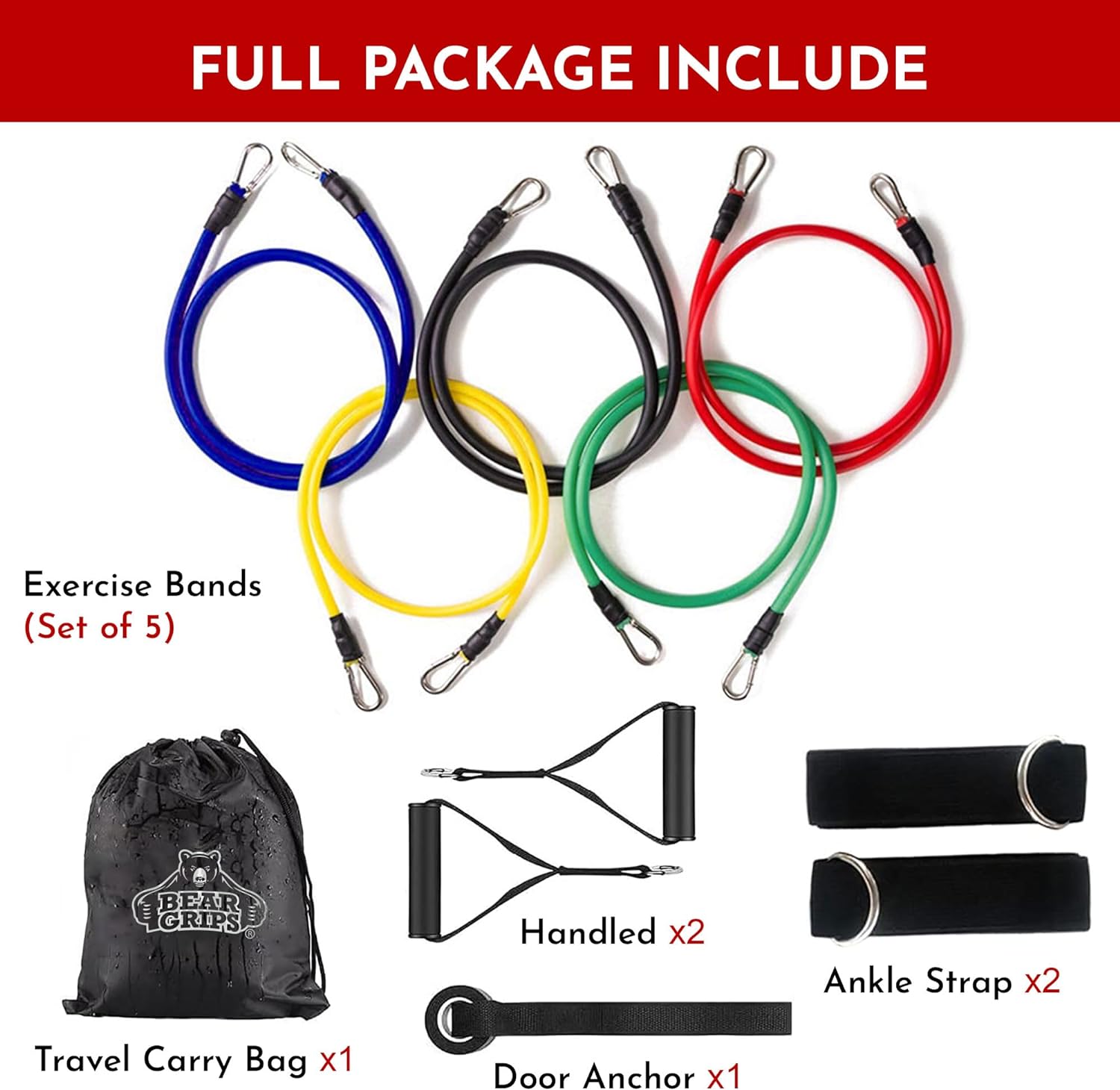 Tube Resistance Band Sets - 11 pcs - 150lb Set – BearGrips