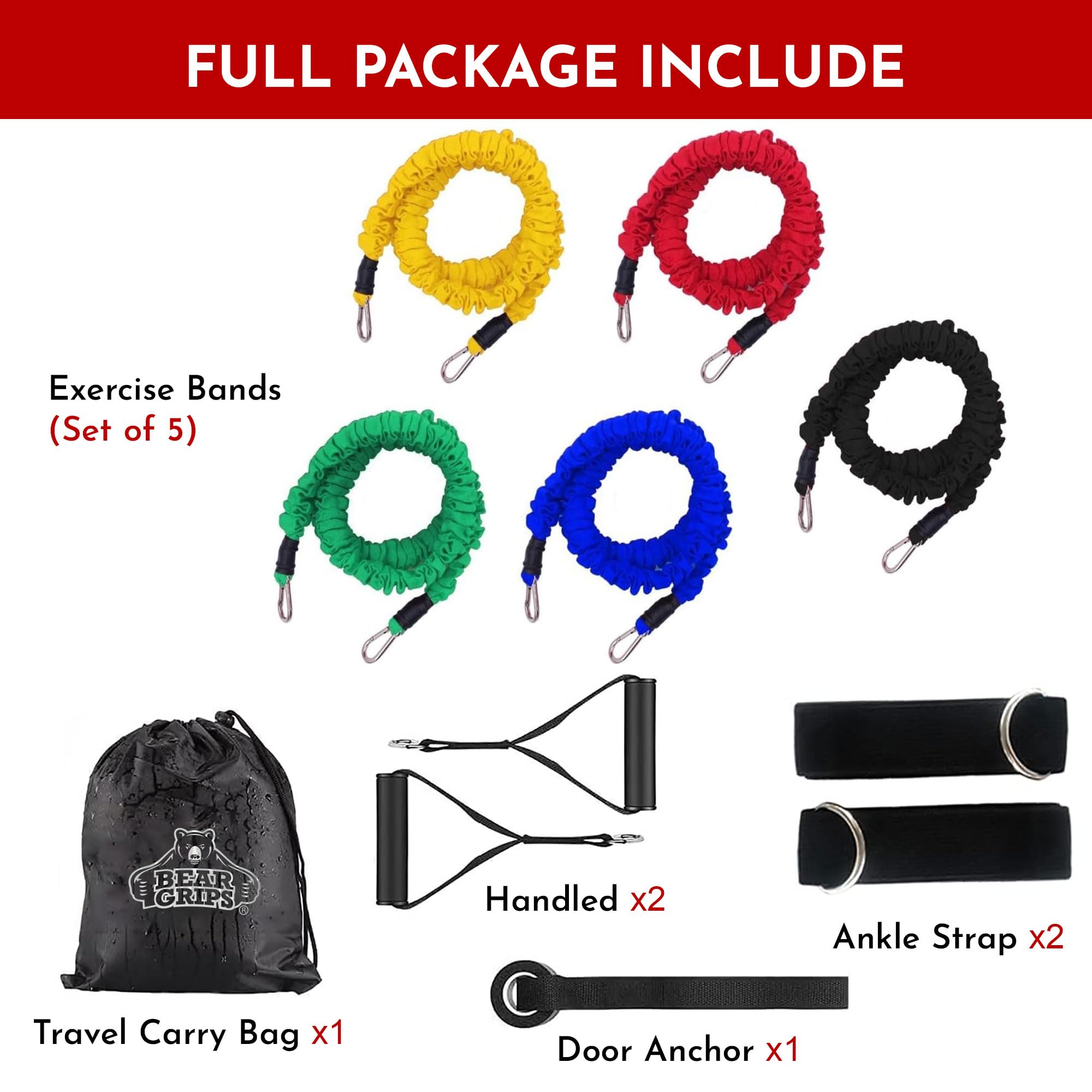 Tube Resistance Band Sets - 11 pcs - 150lb Set – BearGrips